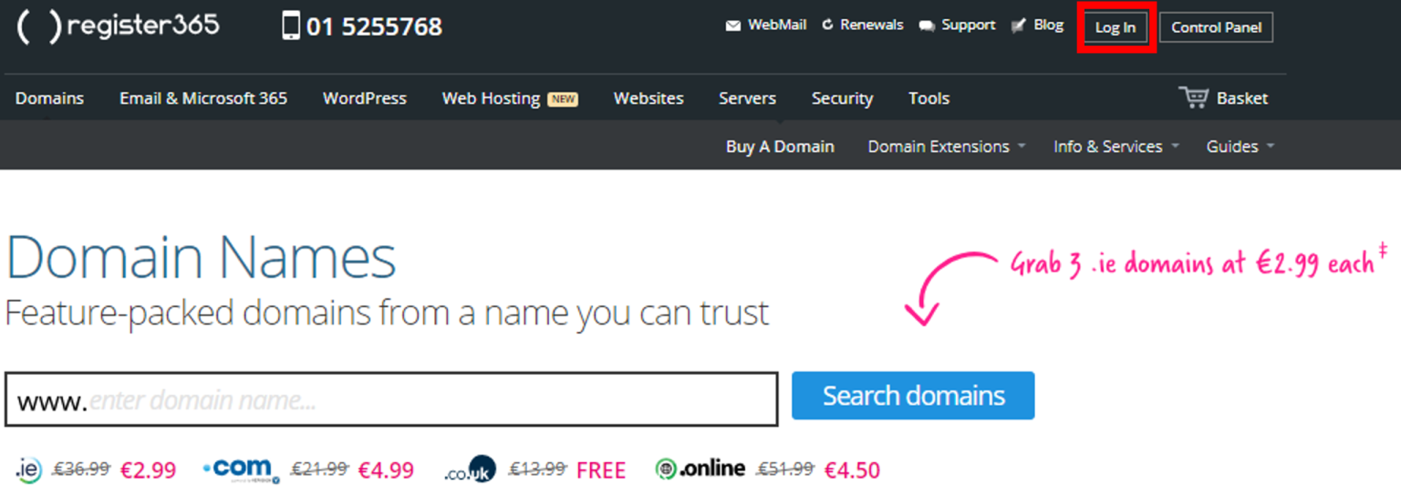How to Log into your Online Control Panel - Support Centre - Register365
