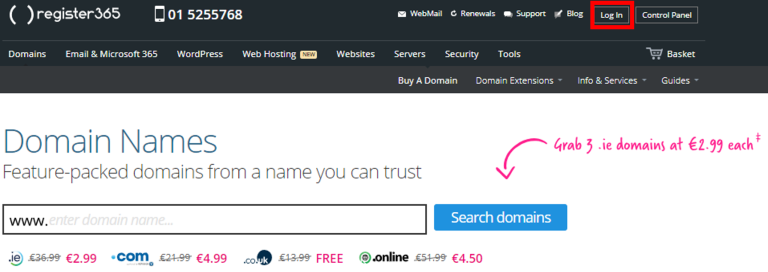 How to Log into your Online Control Panel - Support Centre - Register365