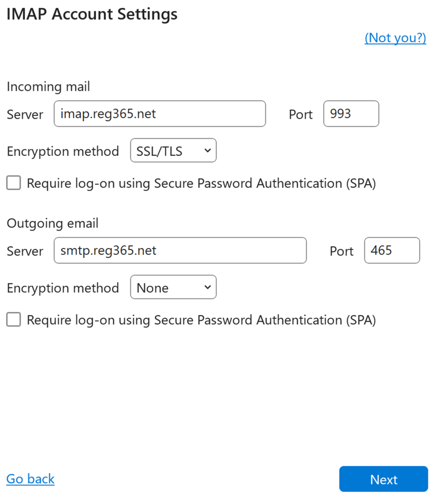 Setting up an IMAP account on Outlook 365 - Support Centre - Register365